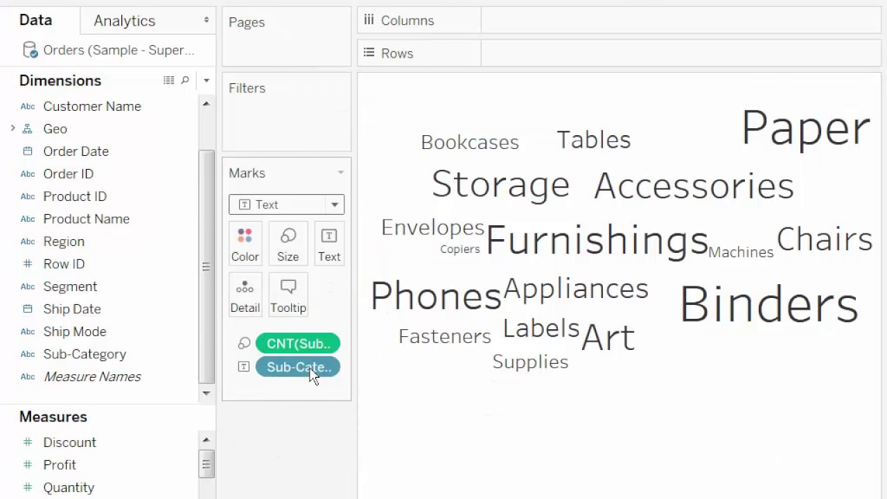 How to create a word cloud in Tableau