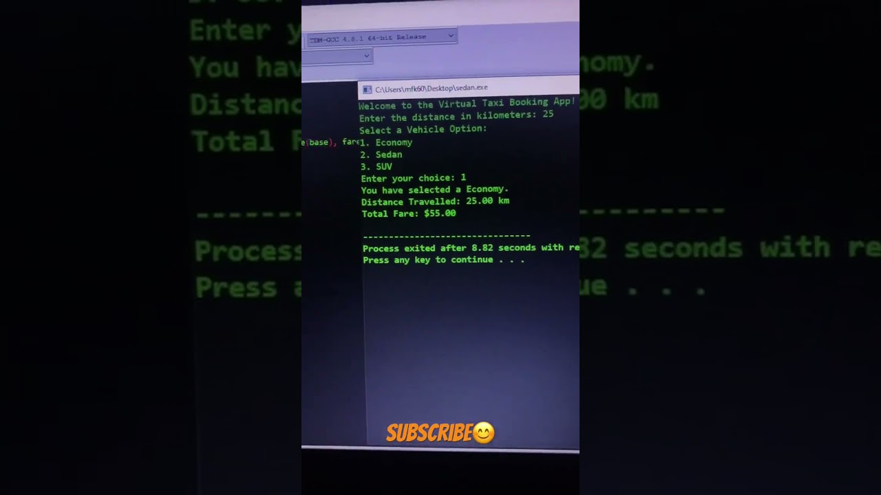 taxi fare IDE dev c++ #cppprogramming