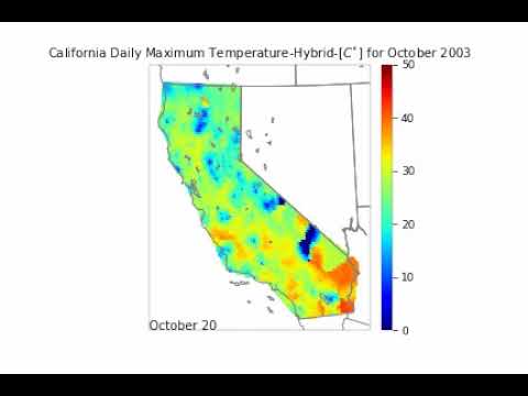 Hybrid Gridding of California Daily Maximum Temperature Data for October 2003 Santa Ana Event