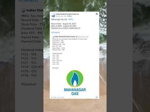 Mahanagar Gas Ltd has fixed record date for final dividend. (31 July 2023) #MGL