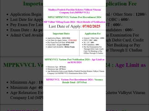 MPPKVVCL Office Assistant, Line Attendant, Junior Engineer, Manager #govtjobs #shorts #shortsvideo