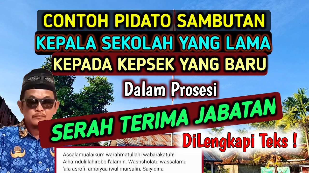 Example of a welcoming speech from the old principal to the new principal at the handover ceremony