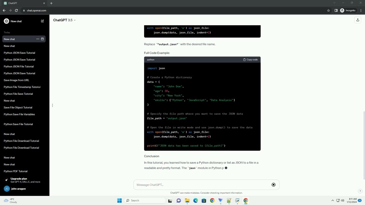 python save json to file pretty