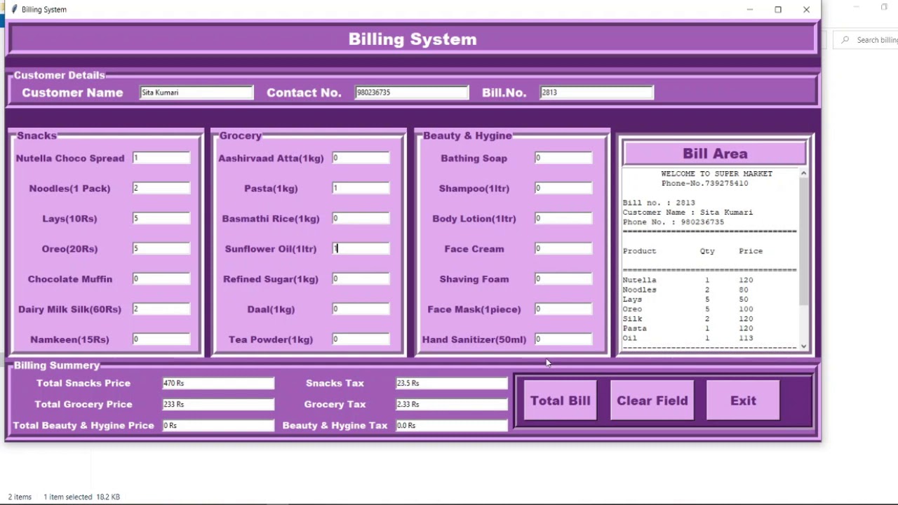 Simple Billing System in Python with source code | Source Code & Projects