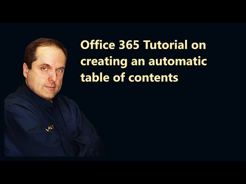 Microsoft 365 Tutorial on creating an automatic table of contents