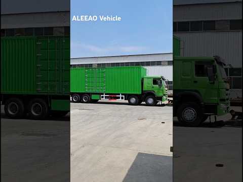 🔥HOWO 371HP 8×4 Cargo Truck – 9.6m Box, 60m³ Capacity | Red & Green Partner Colors! #howo371