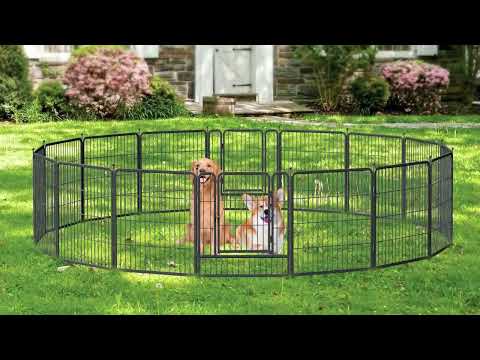 Musen Dog Playpen Indoor Outdoor, 16 Panels Dog Pen 32" Height Dog Fence Exercise