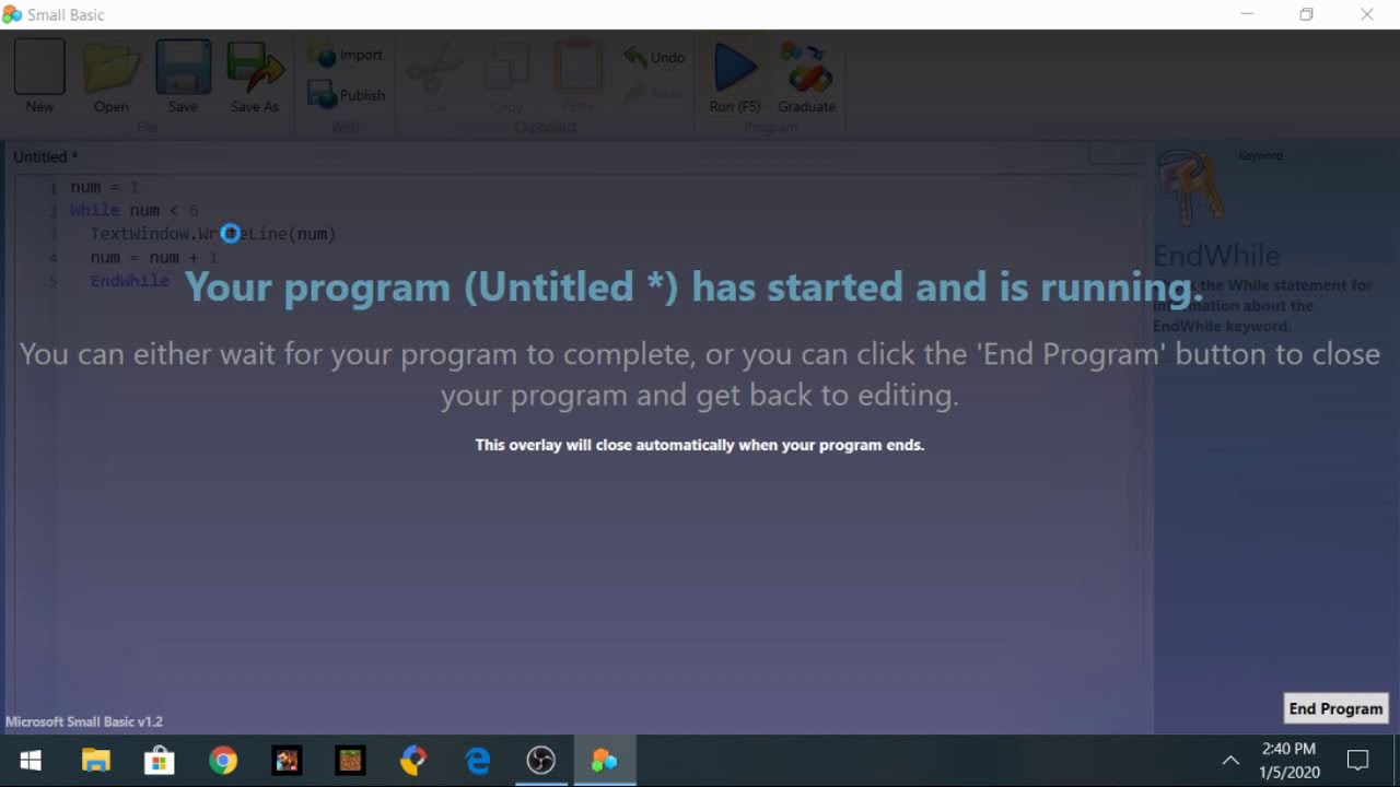 Small basic episode #5 -  while and for loops