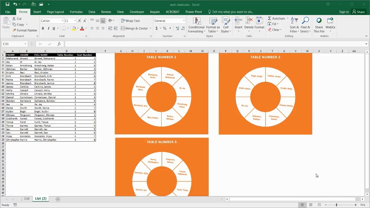 Create a Basic Seating Chart