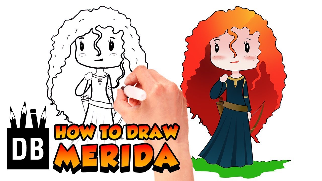 How to Draw Disney Princess Merida from Brave step by step | 4 kids