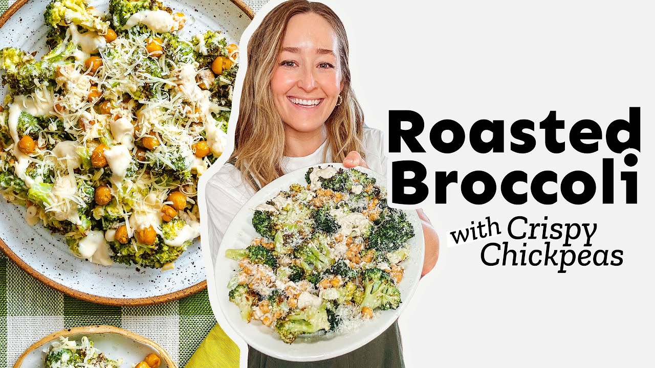 Crunchy Roasted Broccoli Caesar Salad With Chickpeas