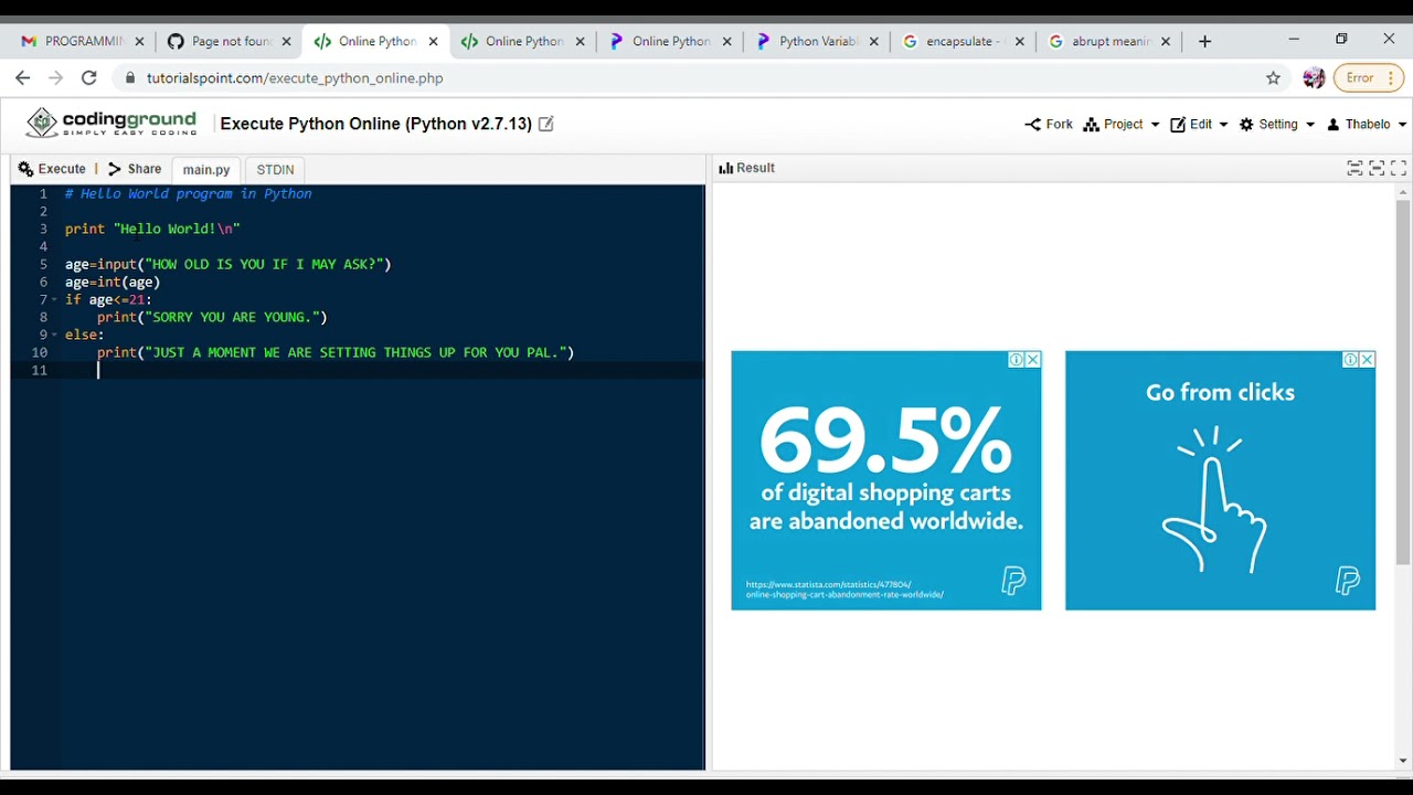 Online Python Compiler   Online Python Editor   Online Python IDE   Python Coding Online   Practice