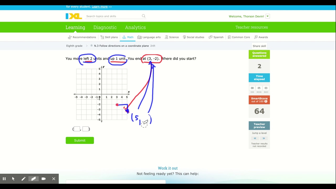 IXL | Follow directions on a coordinate plane | 8th grade math