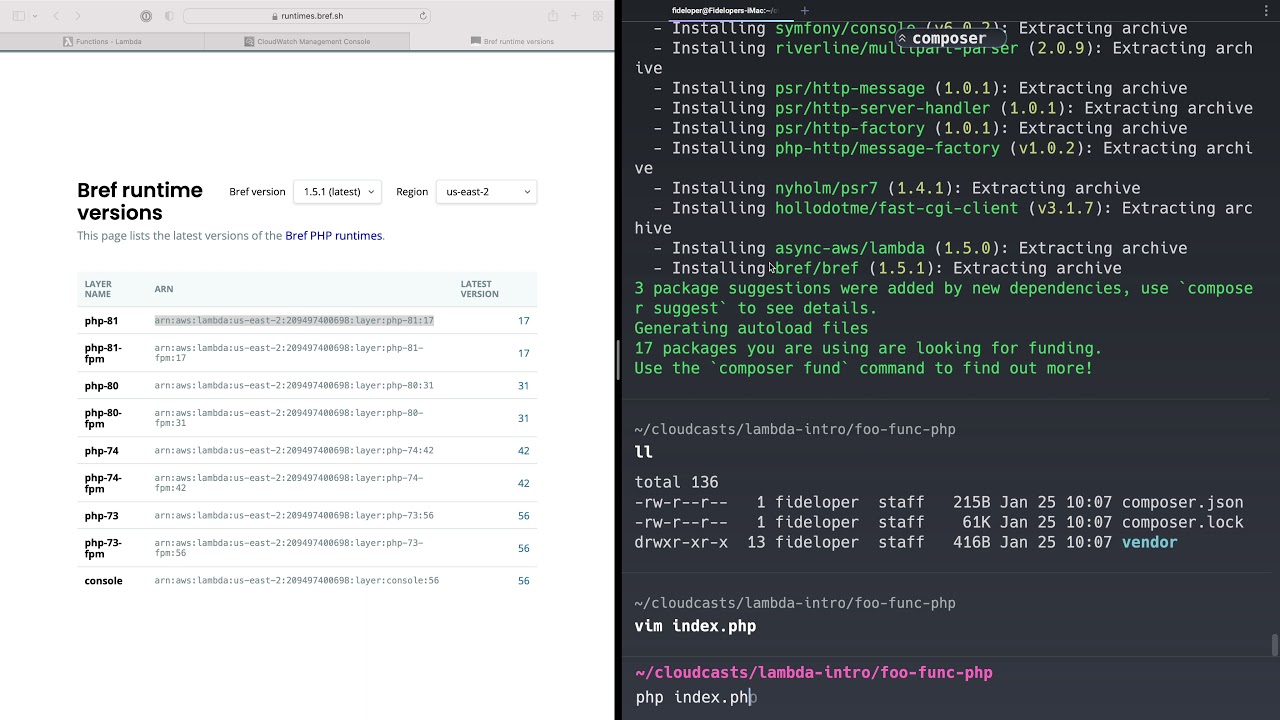 Custom Lambda PHP Runtime with Layers