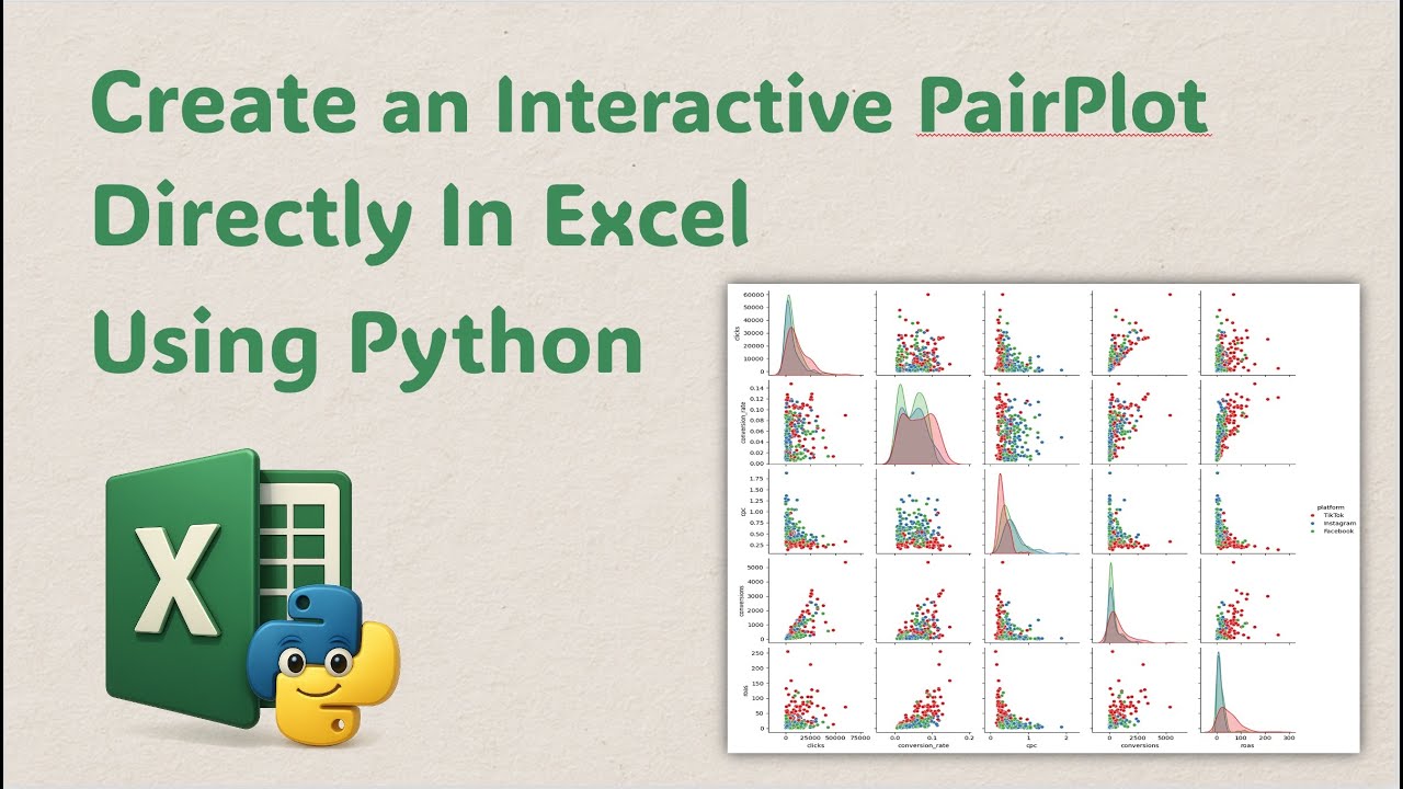 How to create an interactive Seaborn PairPlot directly in Excel using Python