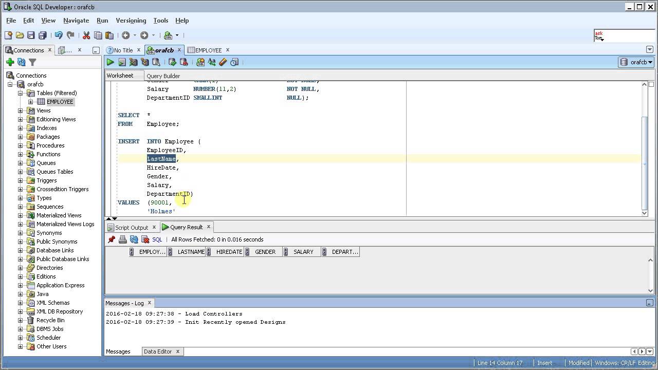 ISM 310 SQL Create, Insert, Update, Delete