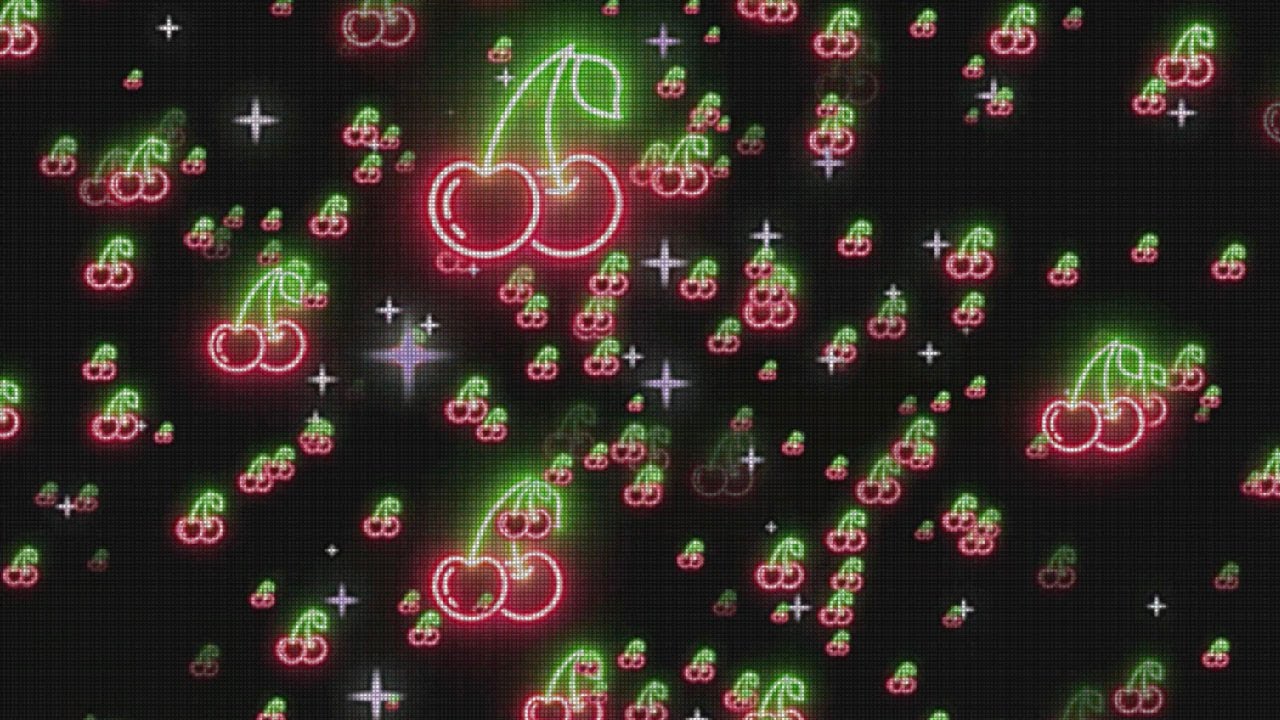 Y2K Neon Cherries 🍒 Background Video Loop | Cherries Wallpaper Video [4Hours]