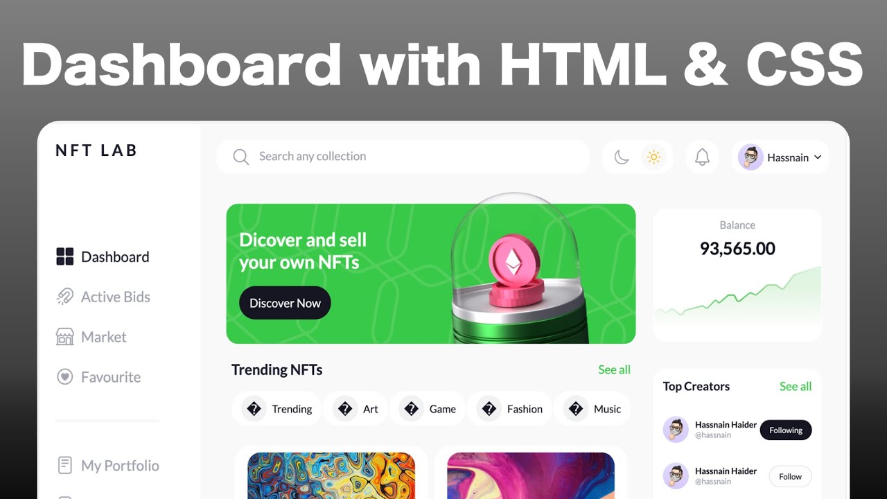 Create a Responsive Dashboard with #HTML, #CSS, and #JavaScript | Complete Tutorial