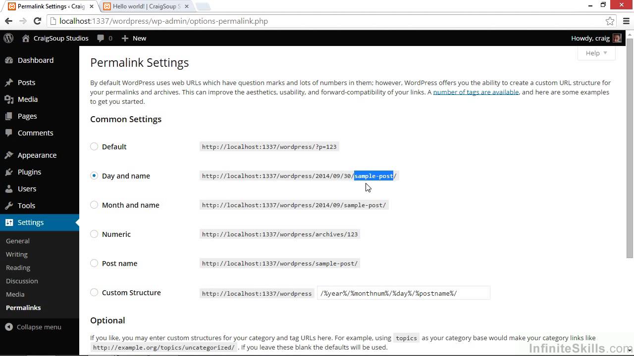 WordPress Tutorial | Configuring Permalink Settings