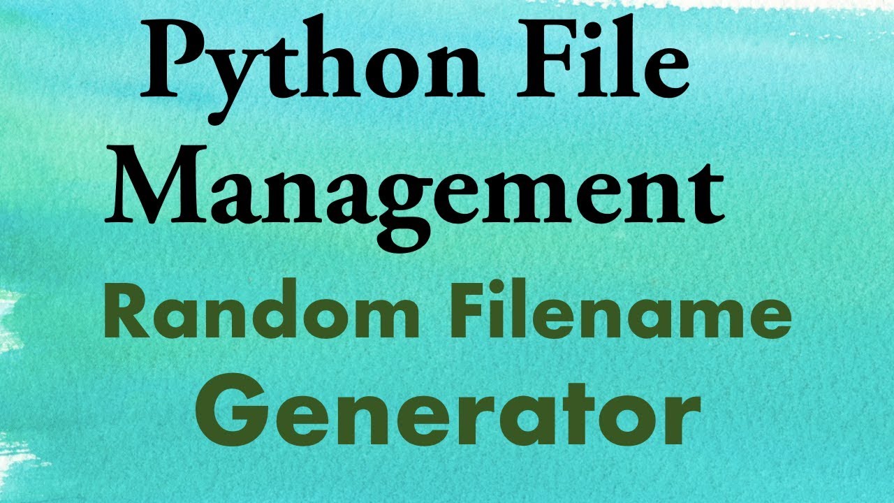Python Tutorials: Unique file name generator