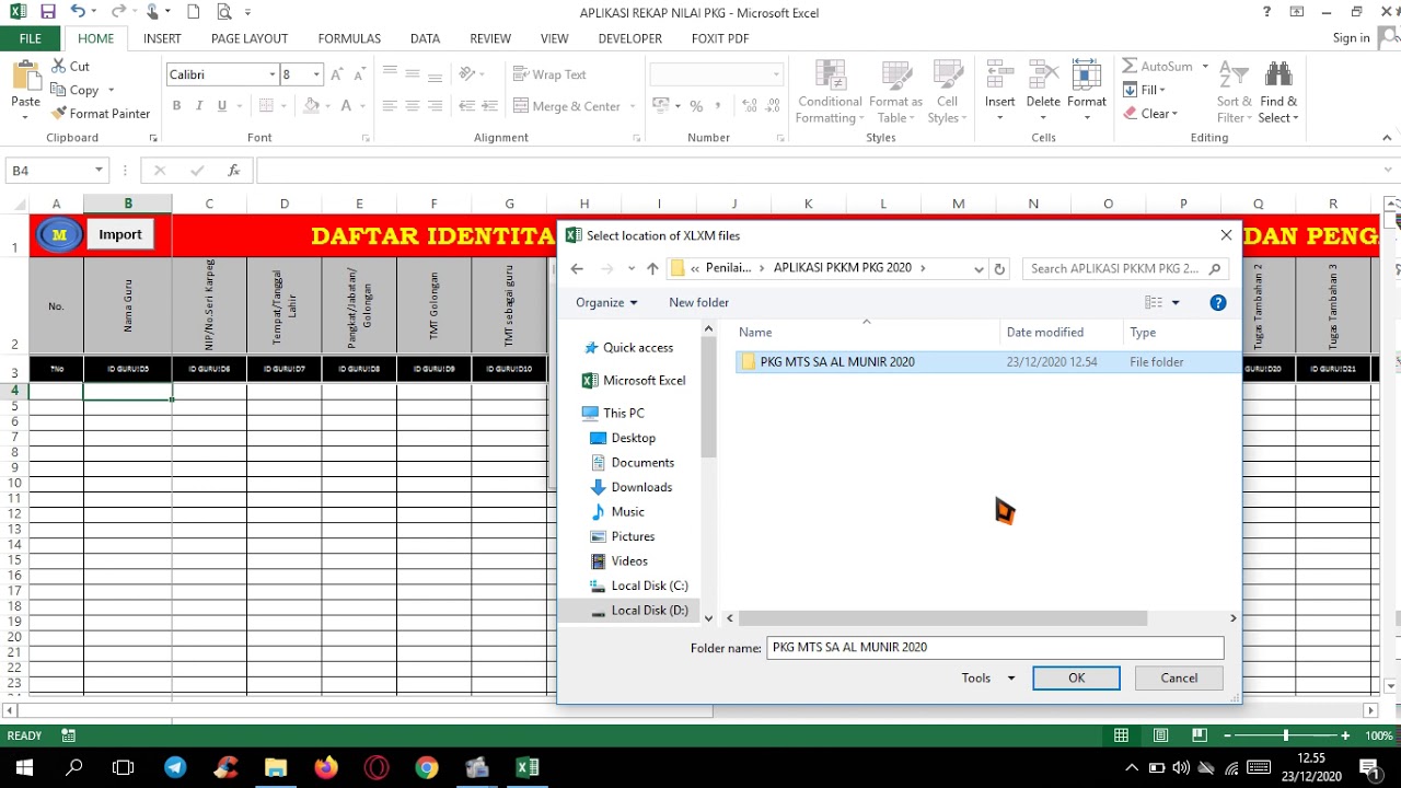 Import Hasil PKG ke Rekap Excel
