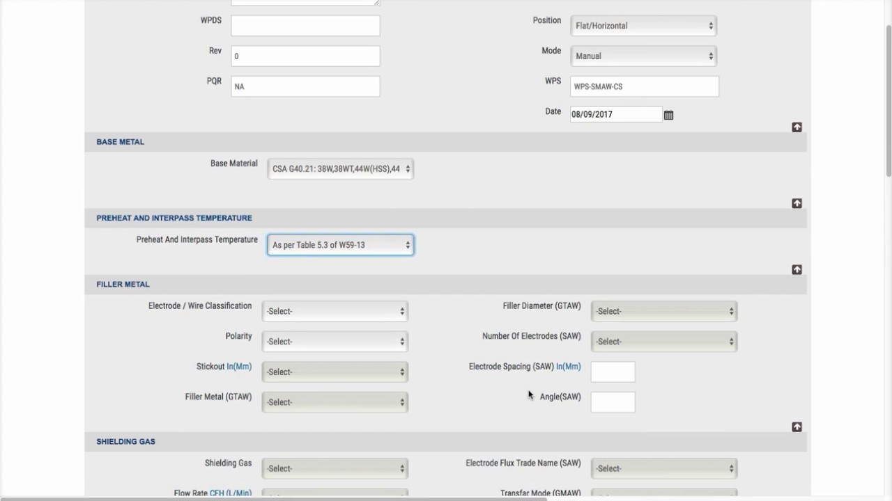 Create SMAW Welding Procedure Datasheet- WeldProc Welding Software
