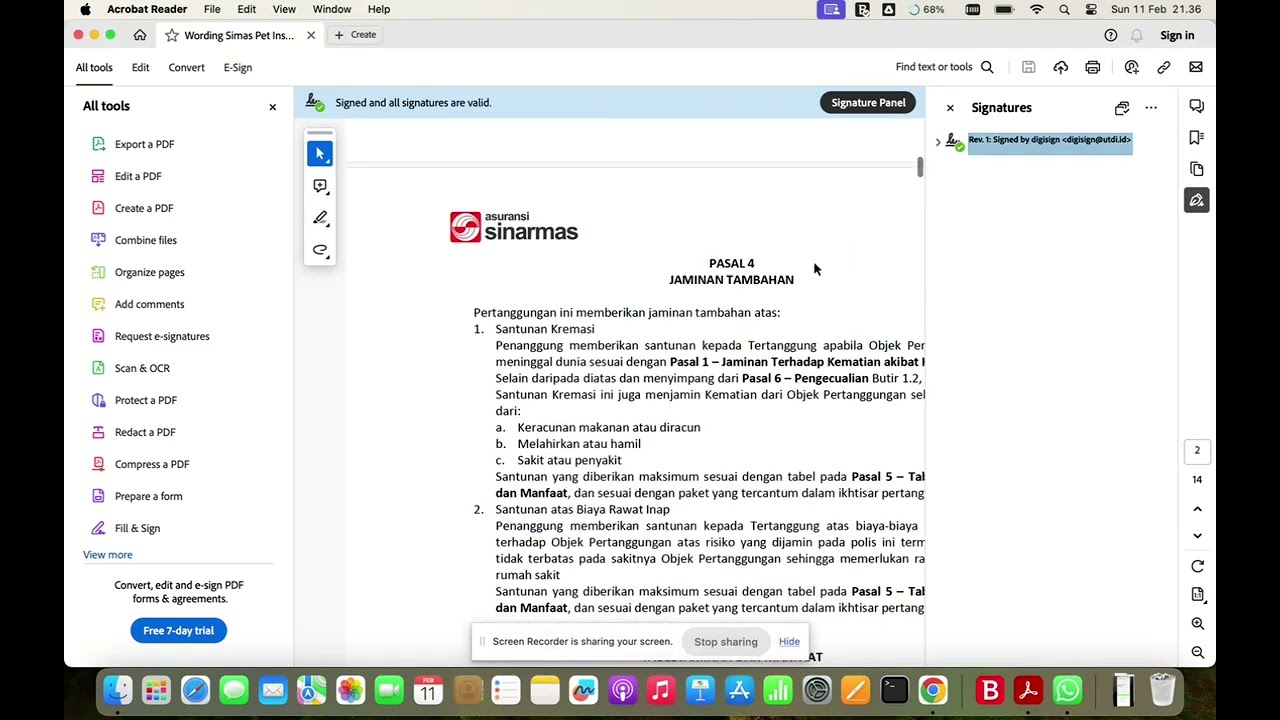 Validasi Dokumen PDF dengan acrobat reader