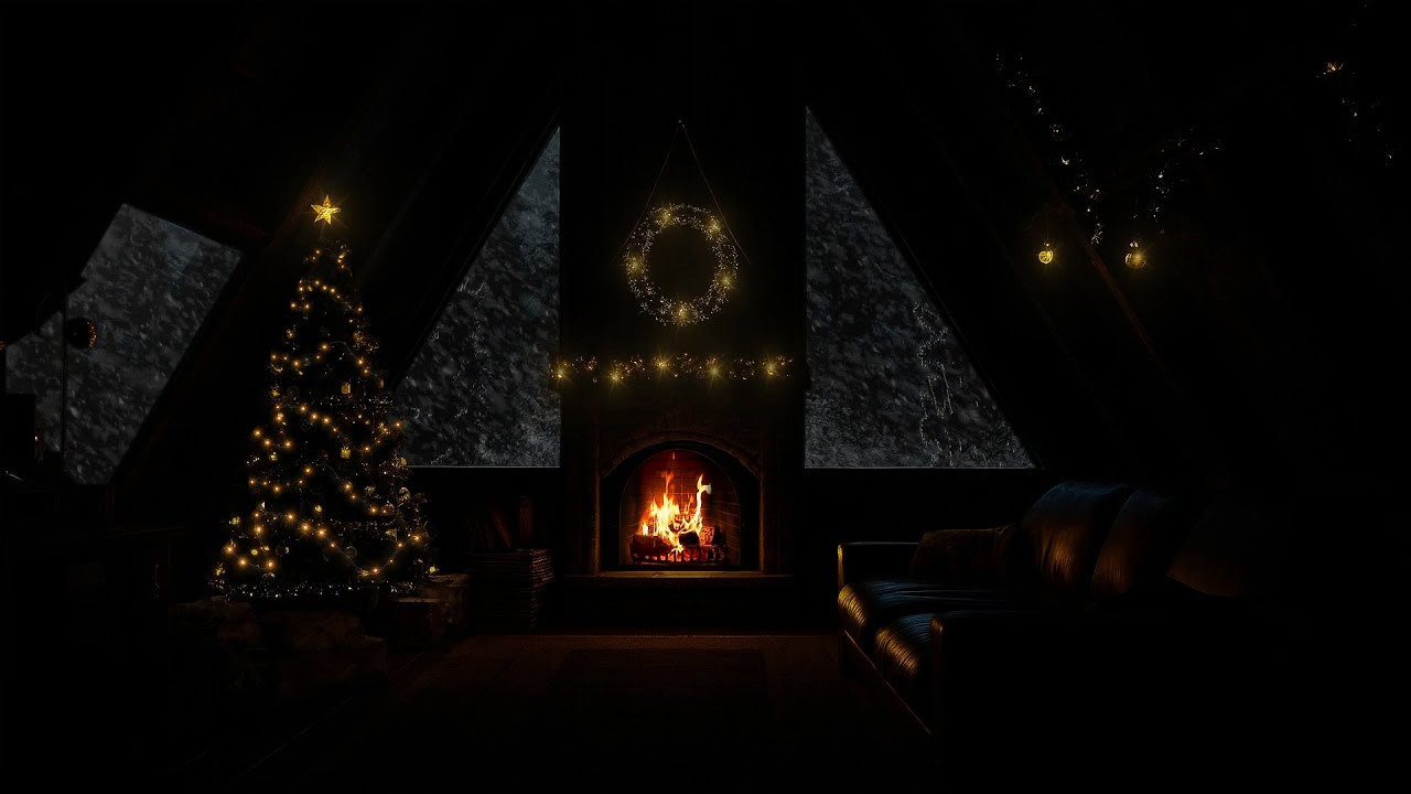 Old Library Christmas Ambience | Cozy Fireplace & Winter Wind Sounds 🎄😴For Study, Focus & Relaxation