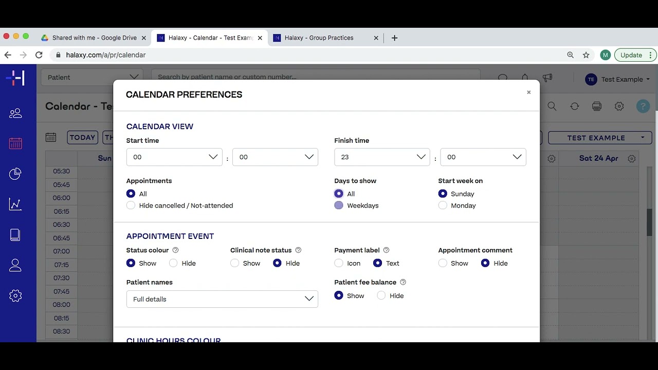 Halaxy   Setting your Schedule