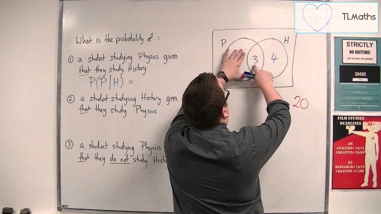 OCR MEI Statistics 1 1.03b Venn Diagram Example - Introducing Conditional Probability
