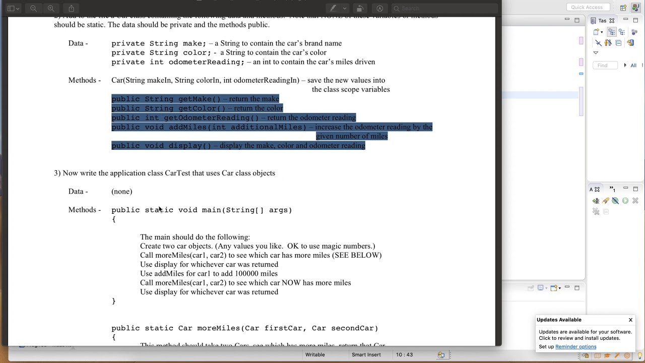 [Intro to Java Programming] Car Class Exercise Explained