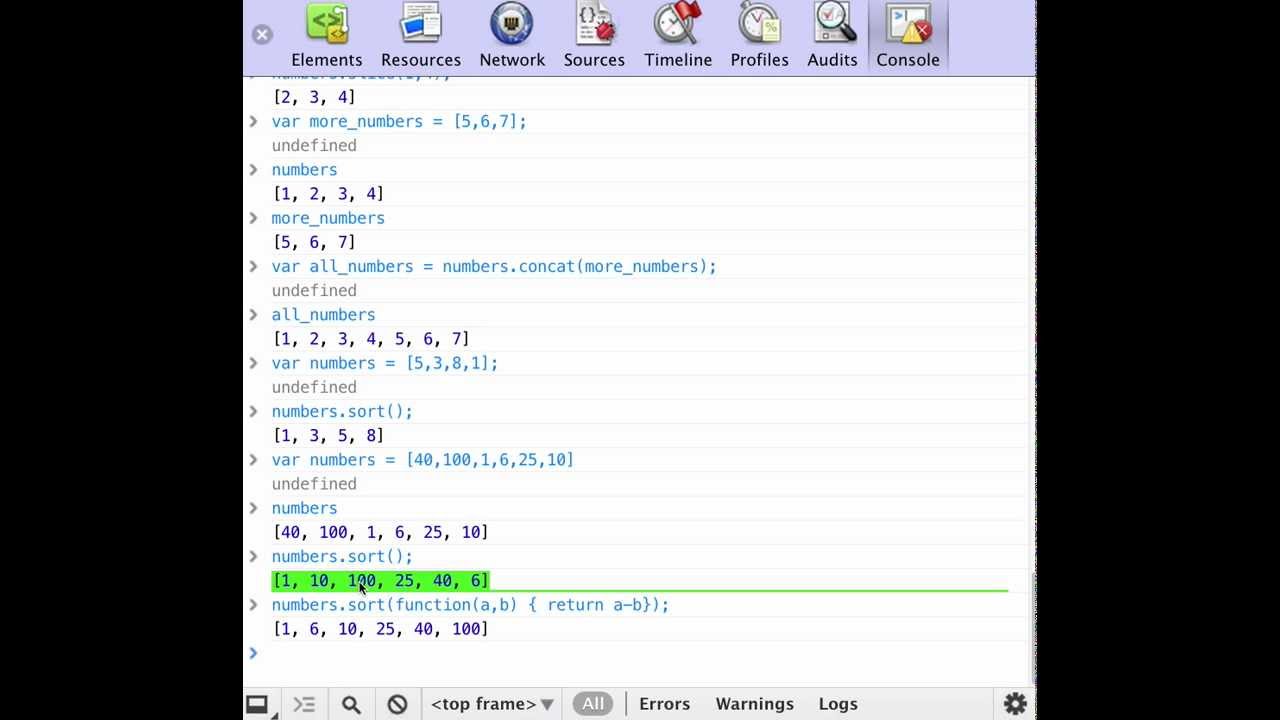 Javascript Arrays 04 - sorting and finding