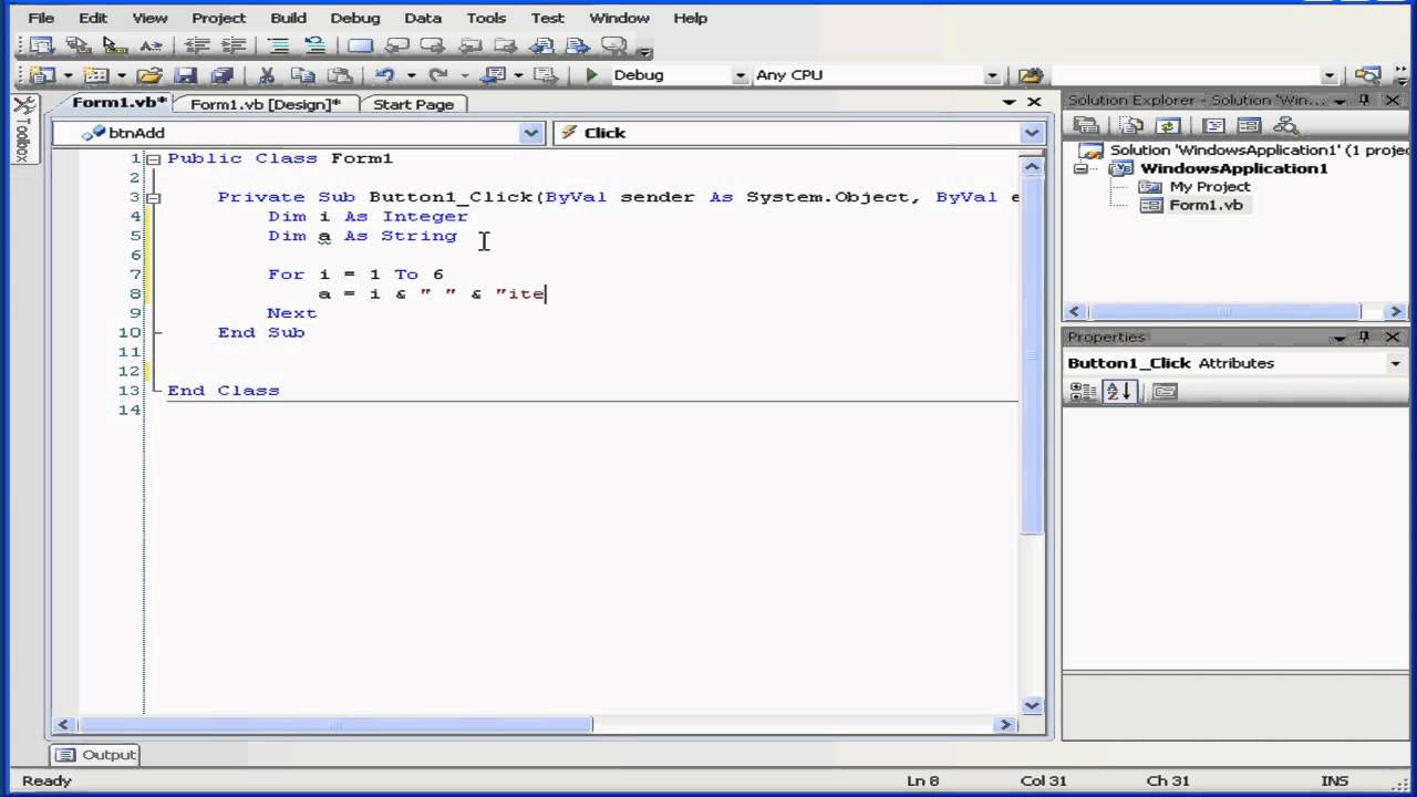 Visual Basic Video Tutorial - Volume 1- Lesson 35:  Add Method