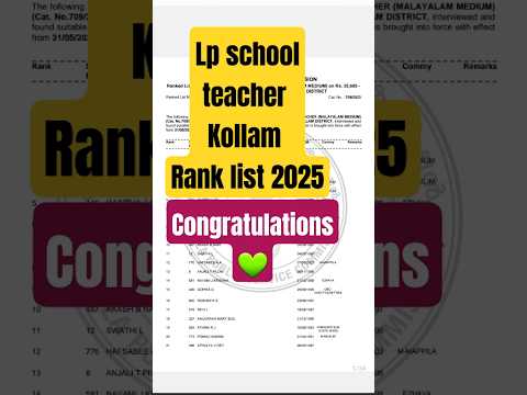 lpsa 2025 kollam Ranklist #pscupdates #pscmotivation