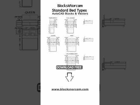 β¨ποΈ Standard Dimensions for Beds. π₯ Free Download AutoCAD Blocks.
