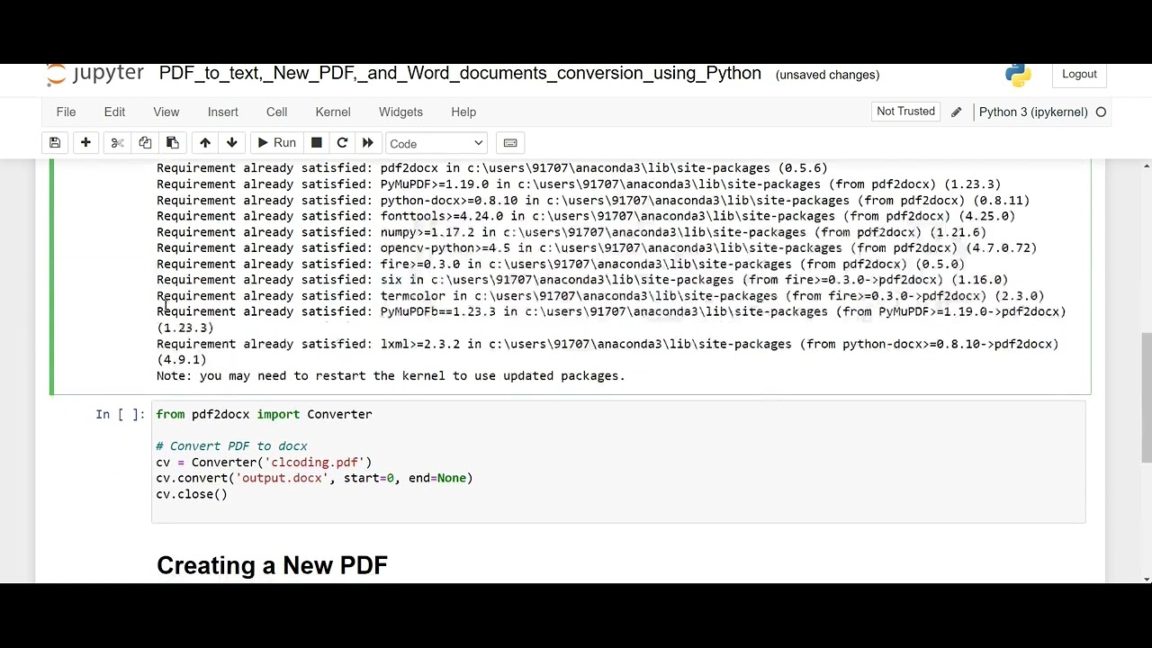PDF | Creation & Conversion to plain text and Docx file using Python #pdf