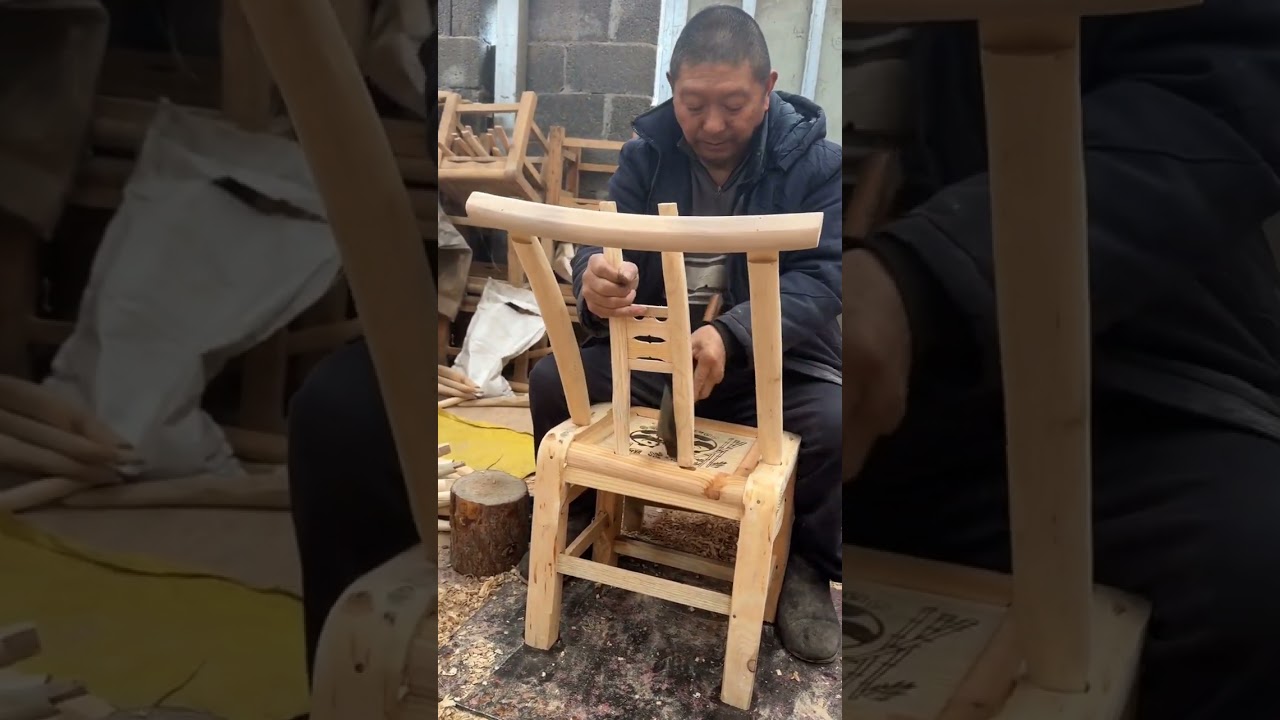 一把木椅在老师傅手里快速组装成型#shorts