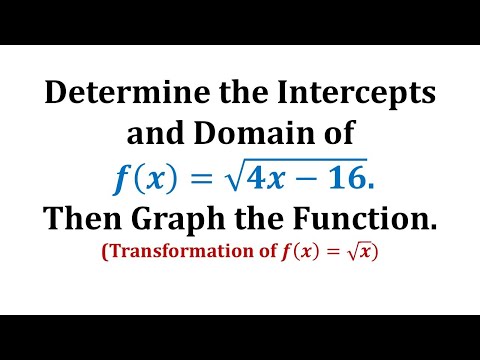 Transformation of the Square Root Function: Domain, Intercepts, Graph (Horizontal Compress / Shift)
