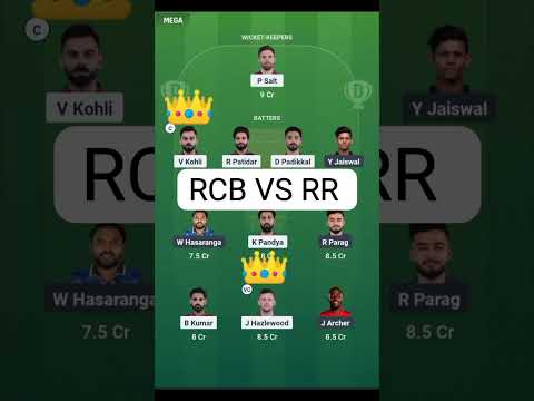 RCB VS RR DREAM 11 TEAM PREDICTION DREAM 11 WINNING TEAM PREDICTION BANGALORE VS RAJASTHAN #rrvsrcb