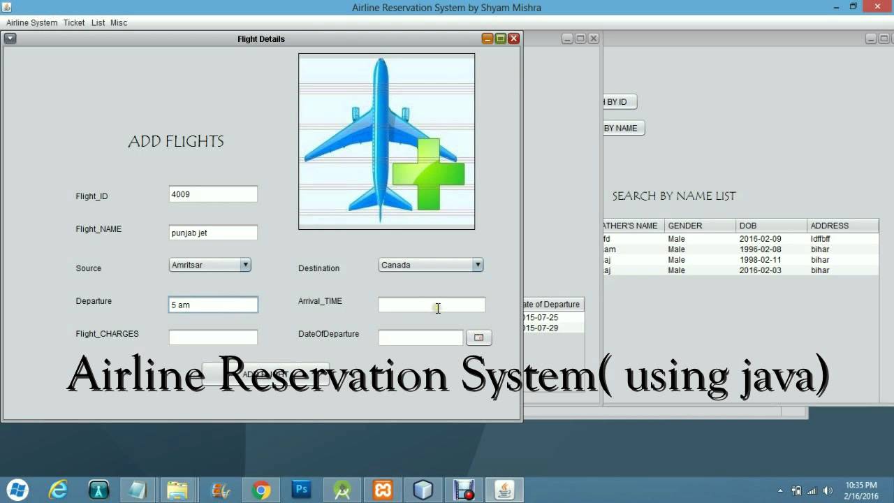 Airline Reservation System (using java) | CTmasterminds.in