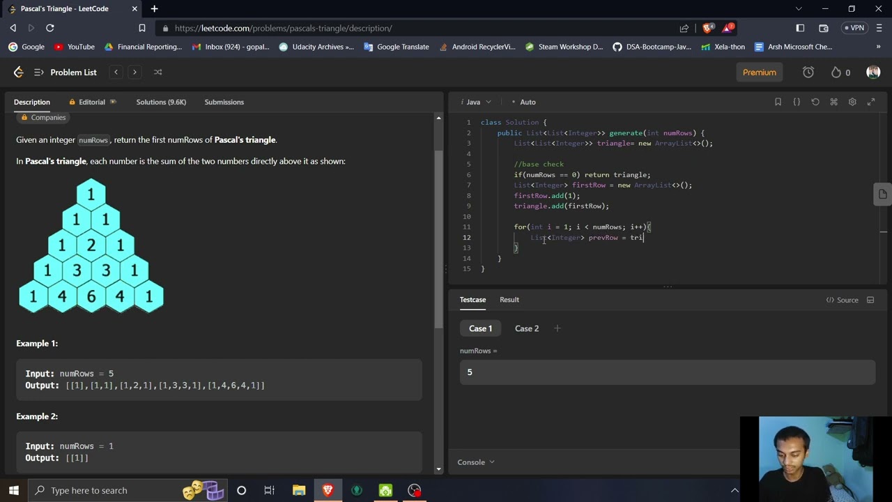 Leetcode || Pascal's Triangle Explained || Java || Gopal