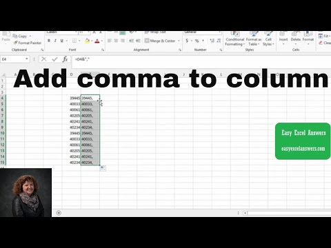 How to add a Comma to a Column of Data in Excel