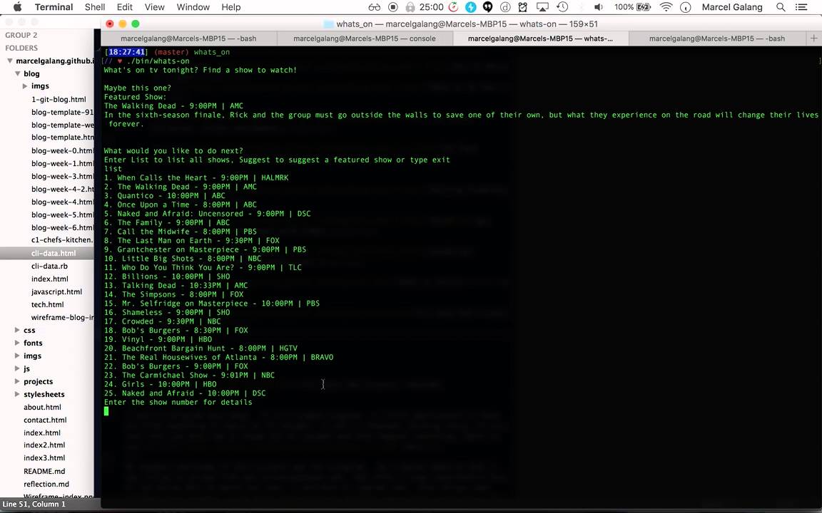 WhatsOn CLI Data Gem Project Walkthrough