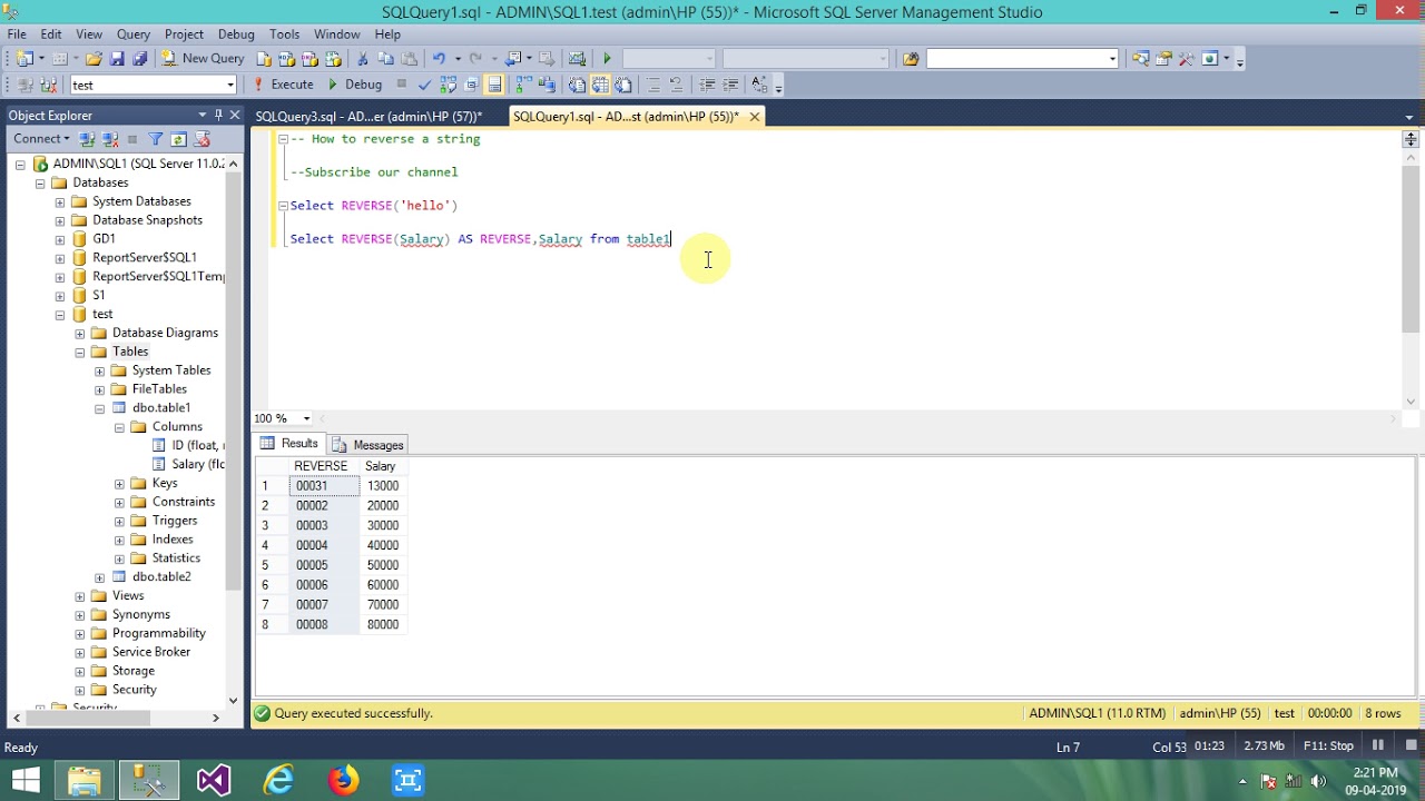 How to reverse a string in sql server - SQL SERVER TUTORIAL