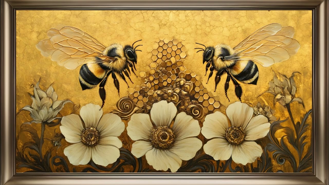 Majestic Honey Bees Frame TV Art | Elegant Screensaver For Your TV 🐝🌺