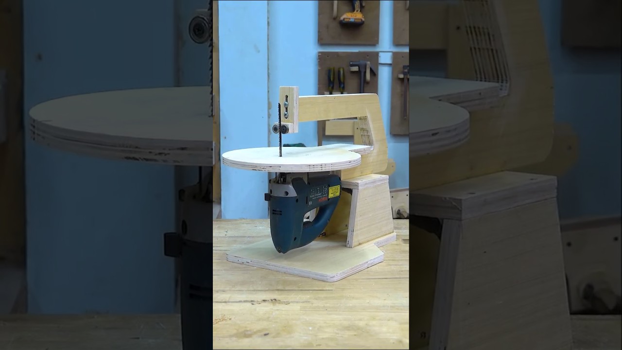 Make a POWERFUL Scroll Saw from a Handheld Jig Saw  #sawblade #japanesejoint #woodscraft