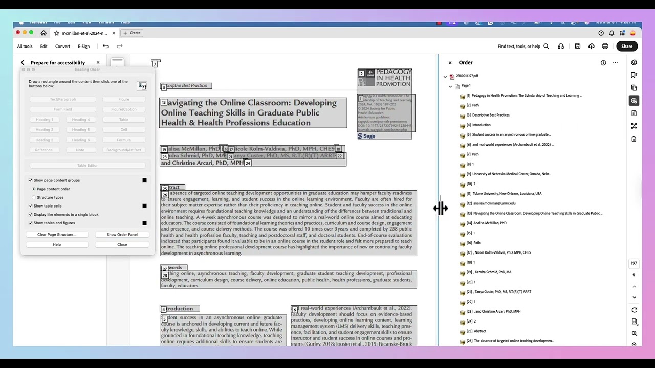 PDF Remediation: Fixing reading order in Adobe Acrobat Pro