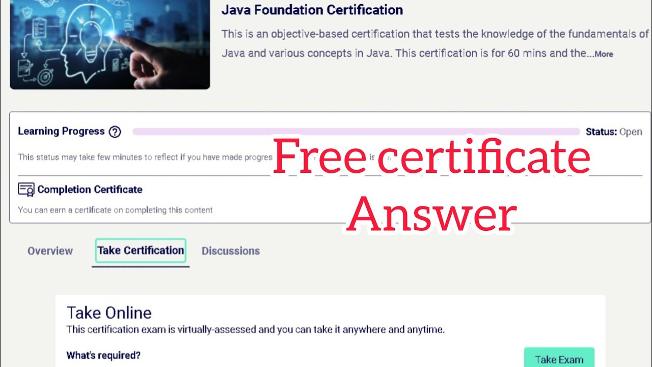 Java Foundation Certificate #infosysspringboard #answer #certificate #java #infosys #coding #free