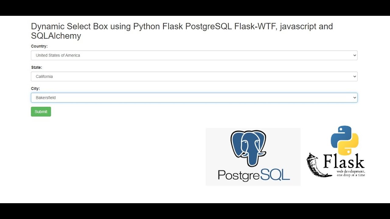 Python Flask PostgreSQL Dynamic Select Box with Flask-WTF, javascript and SQLAlchemy