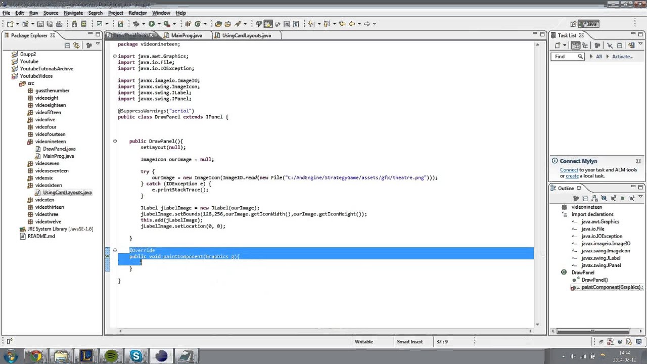 Java programming - Video 19 - Displaying images, drawing shapes